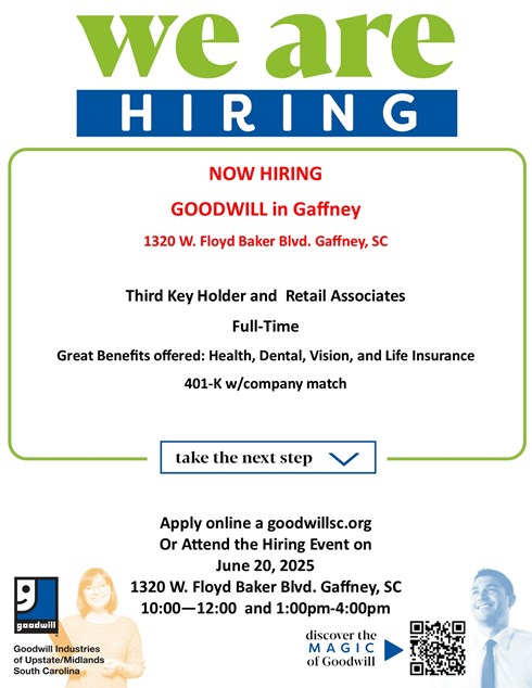 Goodwill is Hiring at Gaffney Retail Store | Goodwill Industries of ...