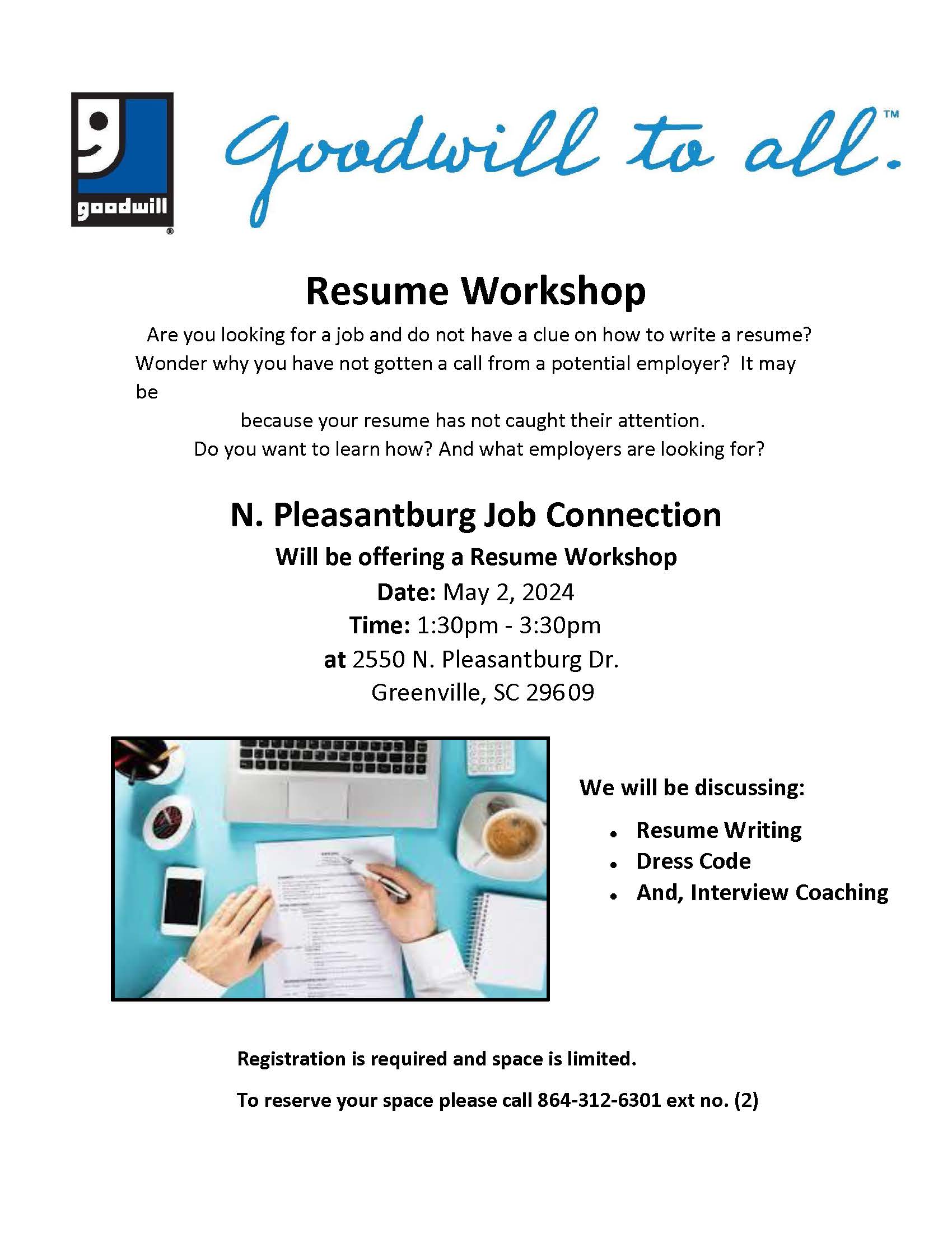 Goodwill Hosts Resume Workshop in Greenville | Goodwill Industries of ...