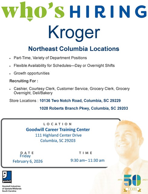 Goodwill Hosts Hiring Event for Kroger in Columbia | Goodwill ...