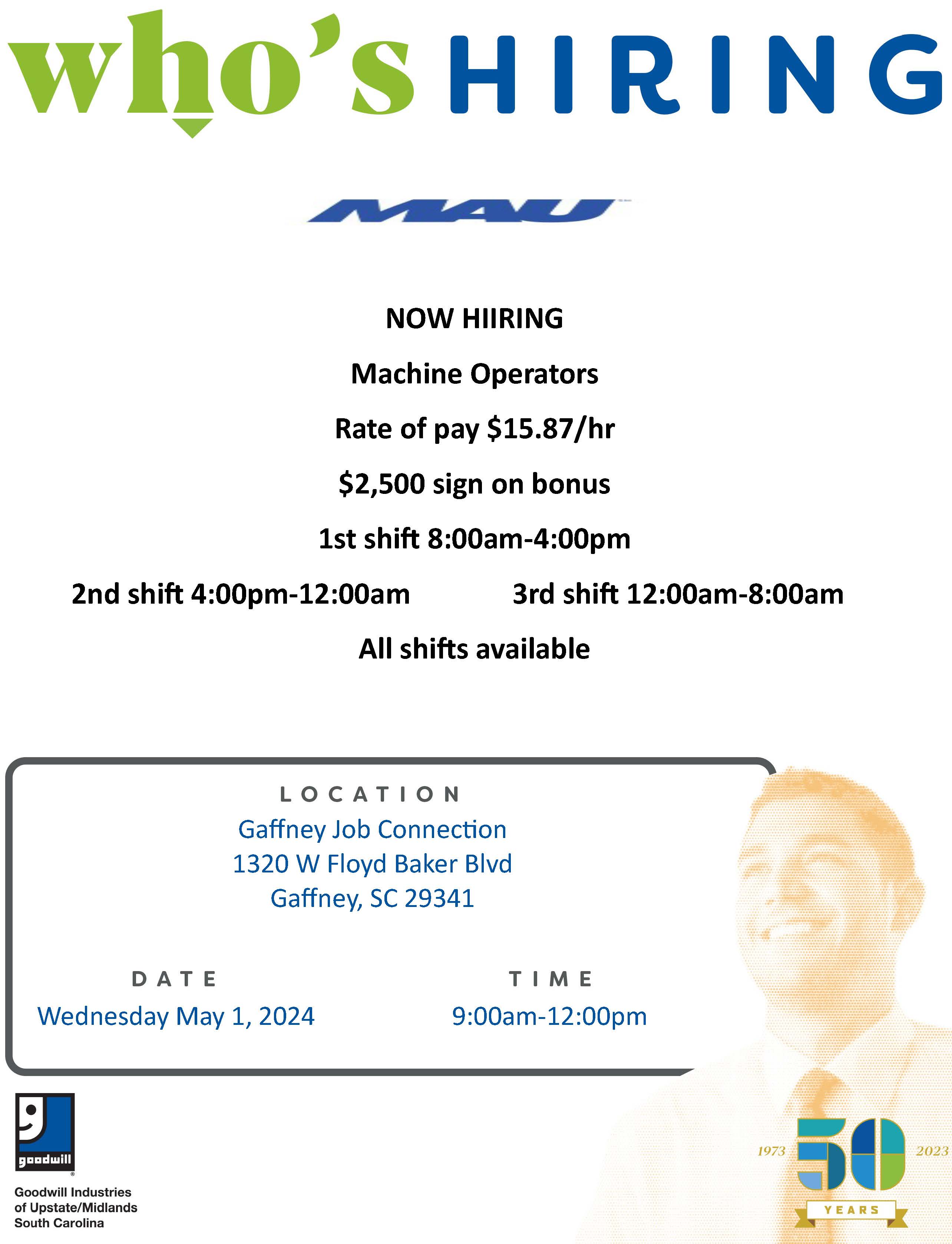 Goodwill Hosts Hiring Event for MAU in Gaffney | Goodwill Industries of ...