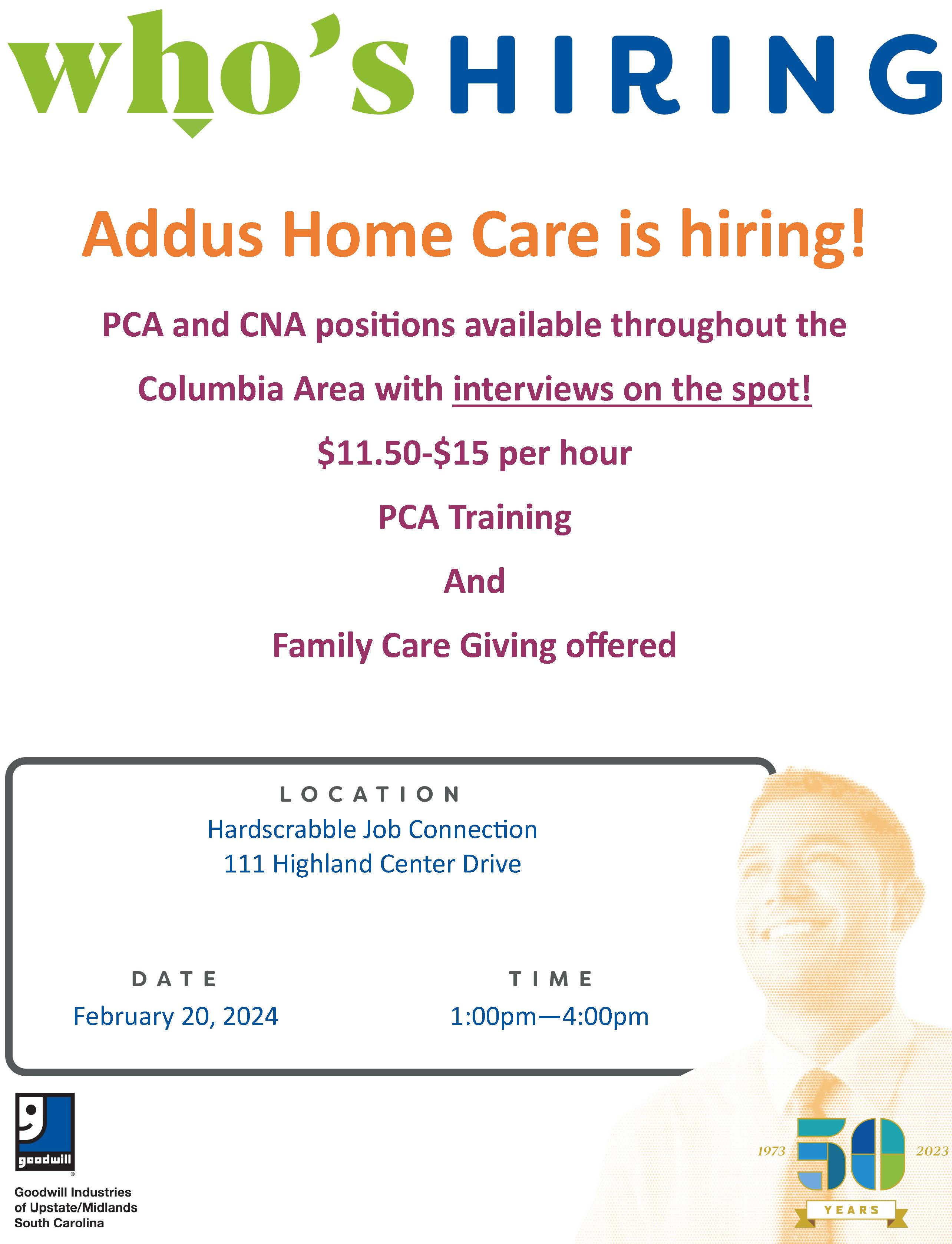 Goodwill Hosts Hiring Event for Addus Home Care in Columbia | Goodwill ...