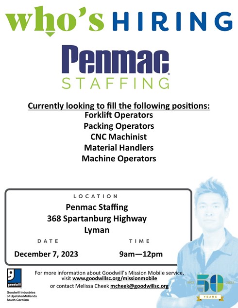Mission Mobile Rolls to Penmac Staffing in Lyman for Hiring Event ...