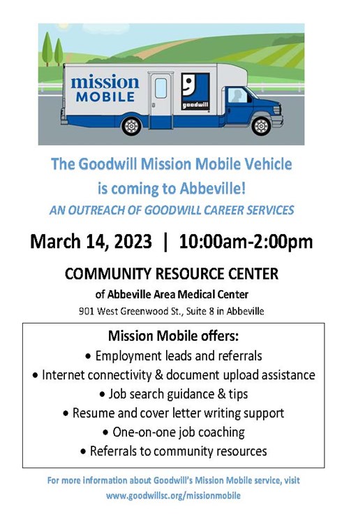 Mission Mobile Rolls to Abbeville Area Medical Center | Goodwill ...