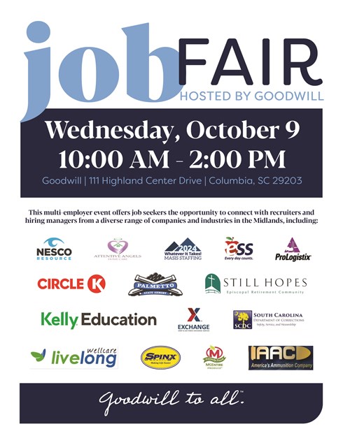 Goodwill Hosts Multi-Employer Job Fair in Columbia on October 9th ...